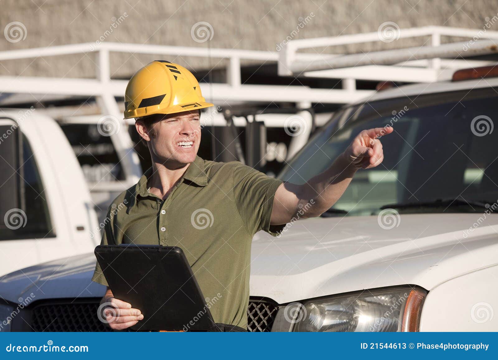 Contractor at jobsite stock image. Image of clipboard - 21544613