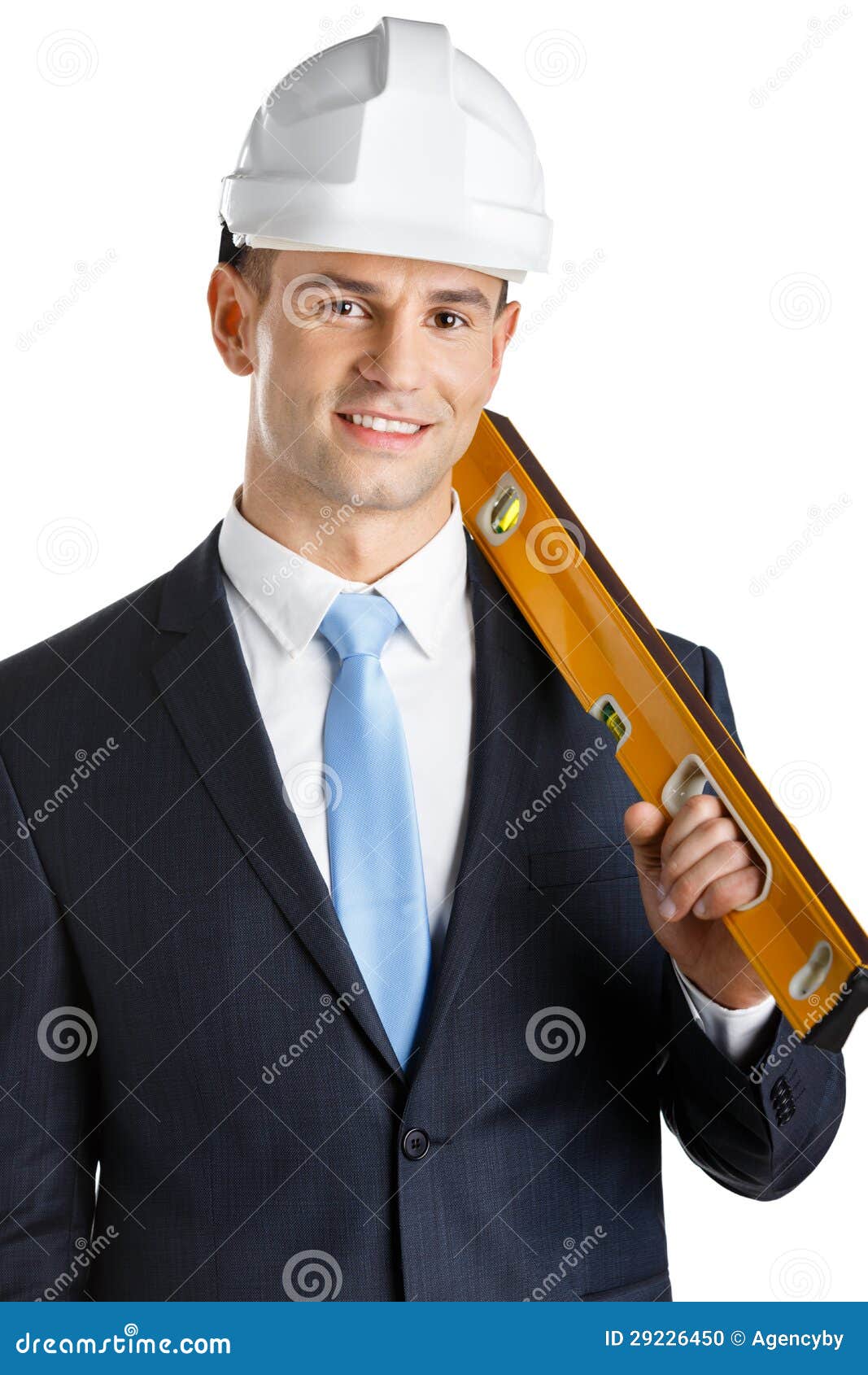 Contractor with level stock photo. Image of advance, hand - 29226450