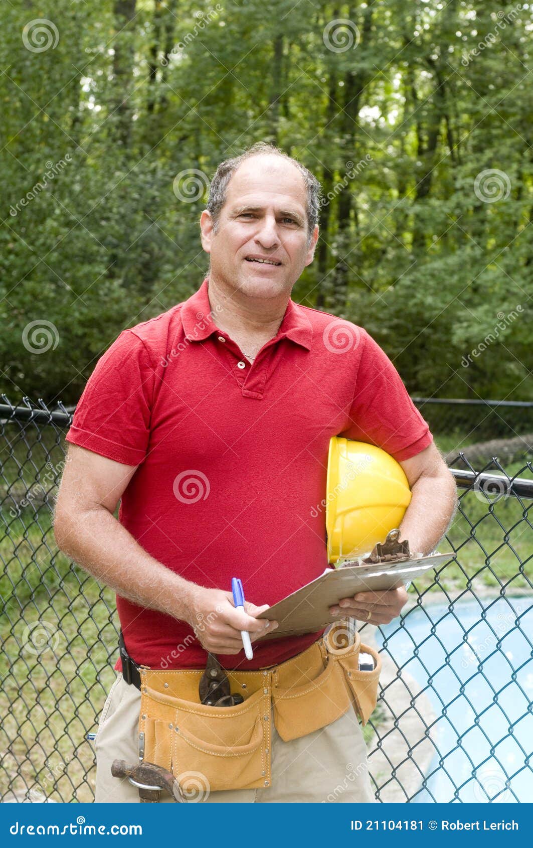 Contractor Man Writing Estimate Job Stock Image - Image of protection ...