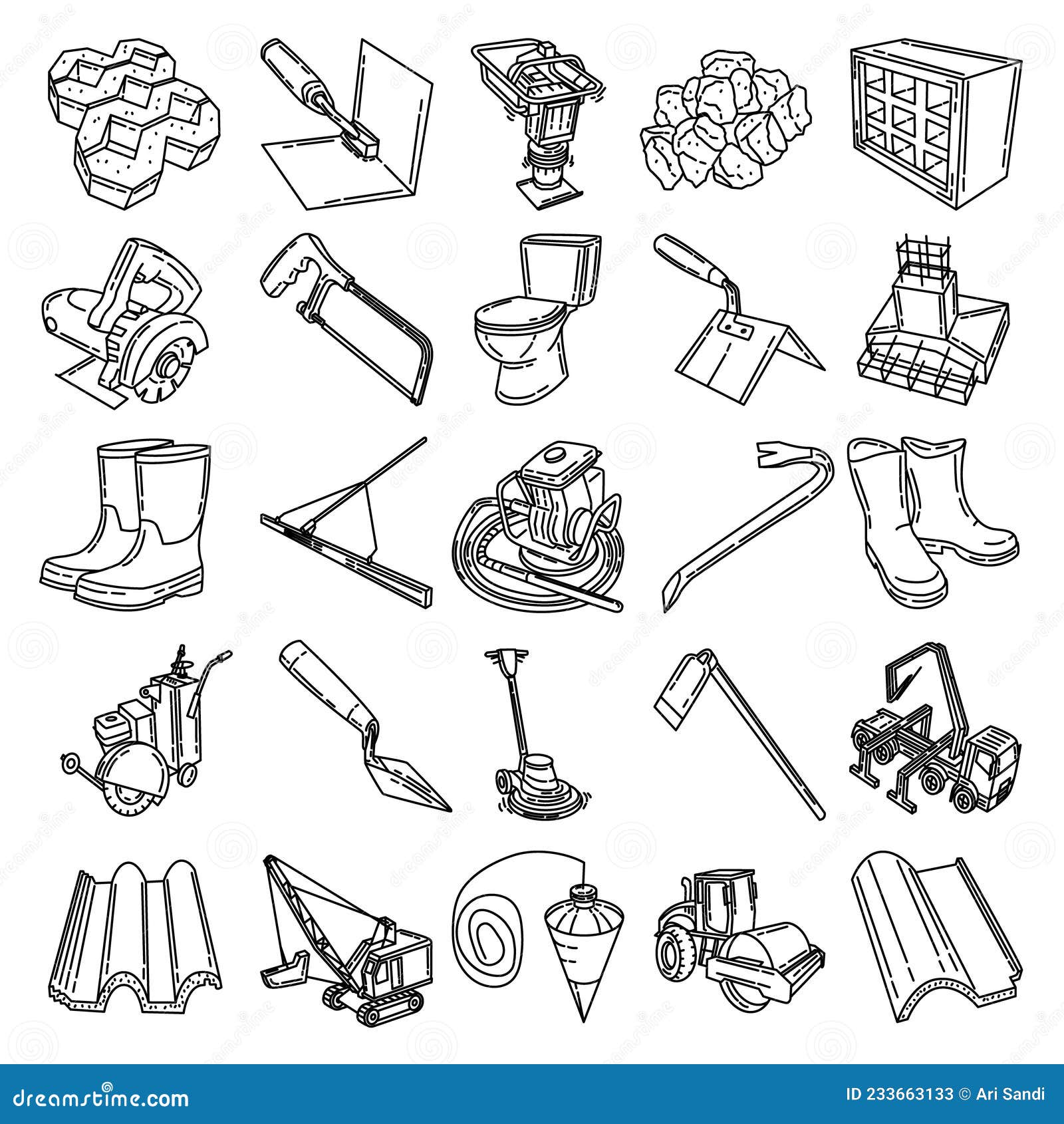 Contractor-3 Set Icon Vector. Doodle Hand Drawn or Outline Icon Style ...
