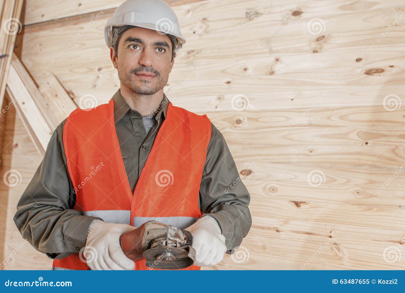 Contractor Operating a Power Tool Stock Image - Image of contractor ...