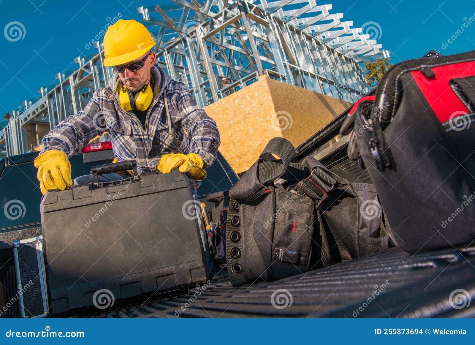 Contractor Packing Up His Tools after Finished Work Stock Photo - Image ...