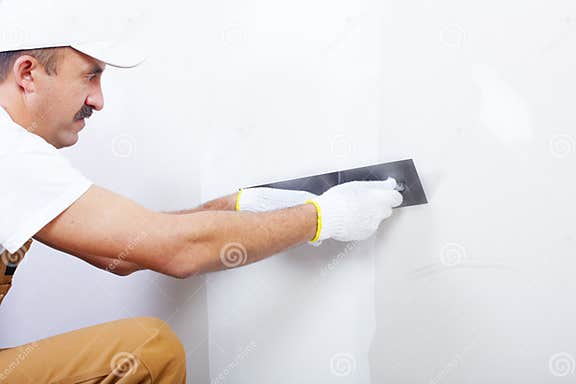 Contractor plasterer stock image. Image of professional - 17821307