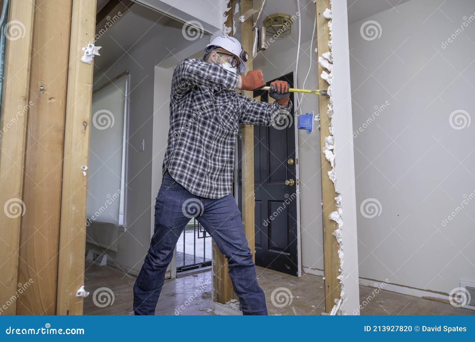 Contractor Removing Drywall Stock Photo - Image of removal, carpenter ...