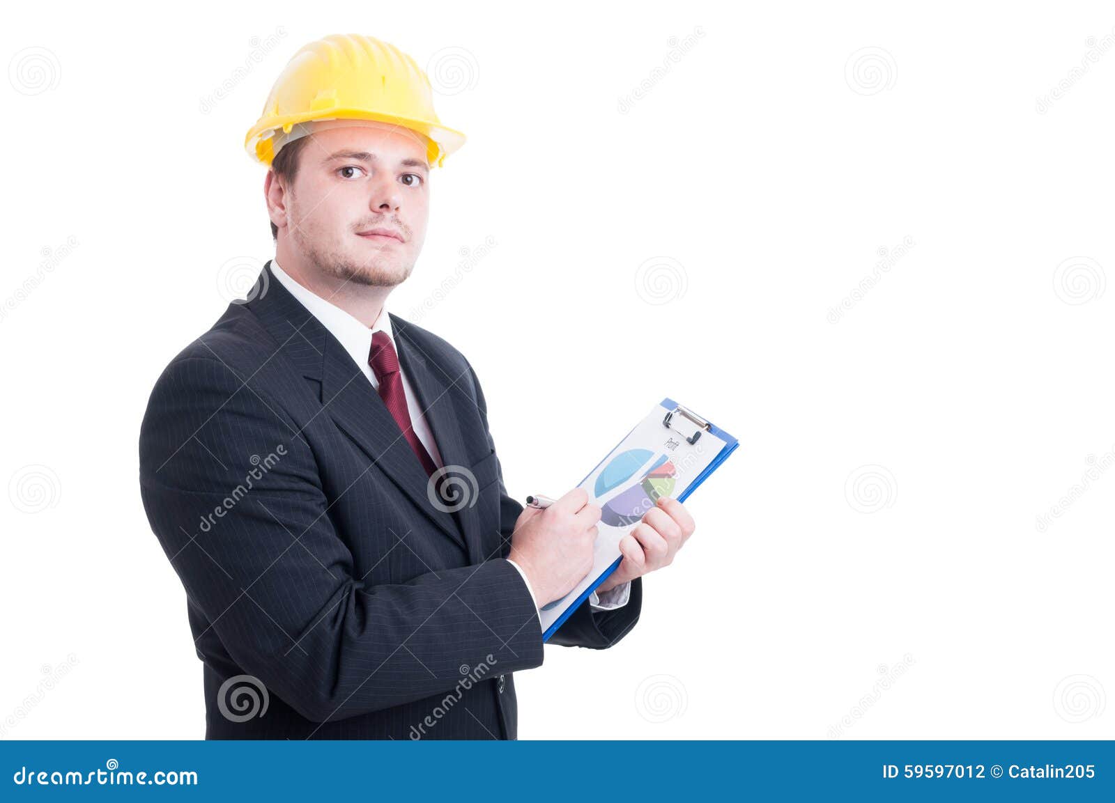 Contractor or Salesman, Analyzing Financial Chart Stock Photo - Image ...