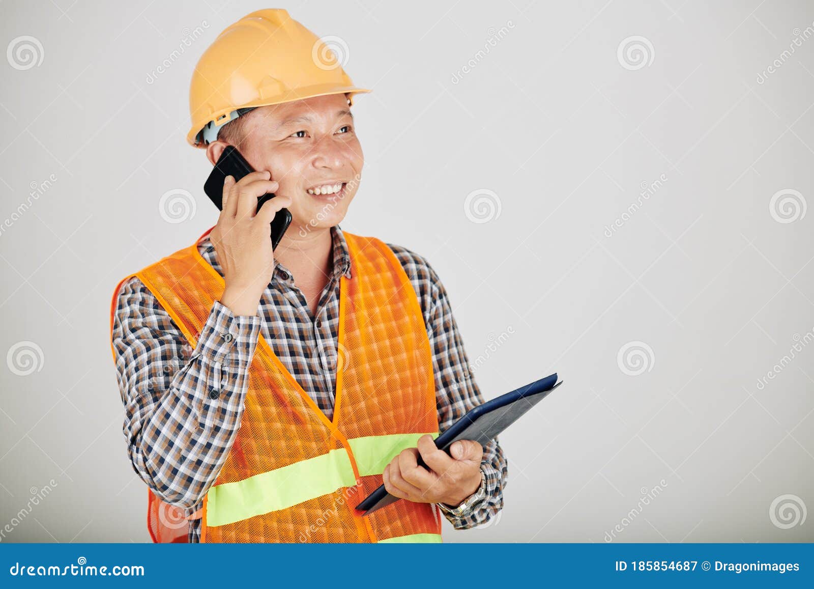 Contractor Talking on Phone Stock Image - Image of architect ...
