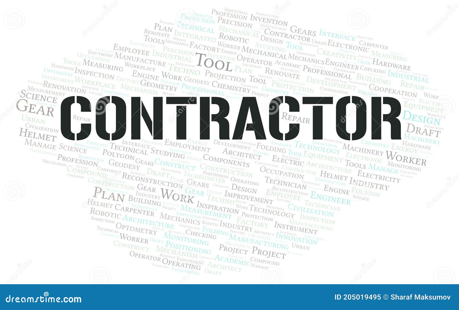 Contractor Typography Word Cloud Create with the Text only Stock ...