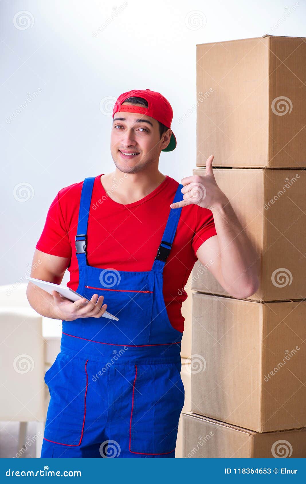 The Contractor Worker Moving Boxes during Office Move Stock Image ...