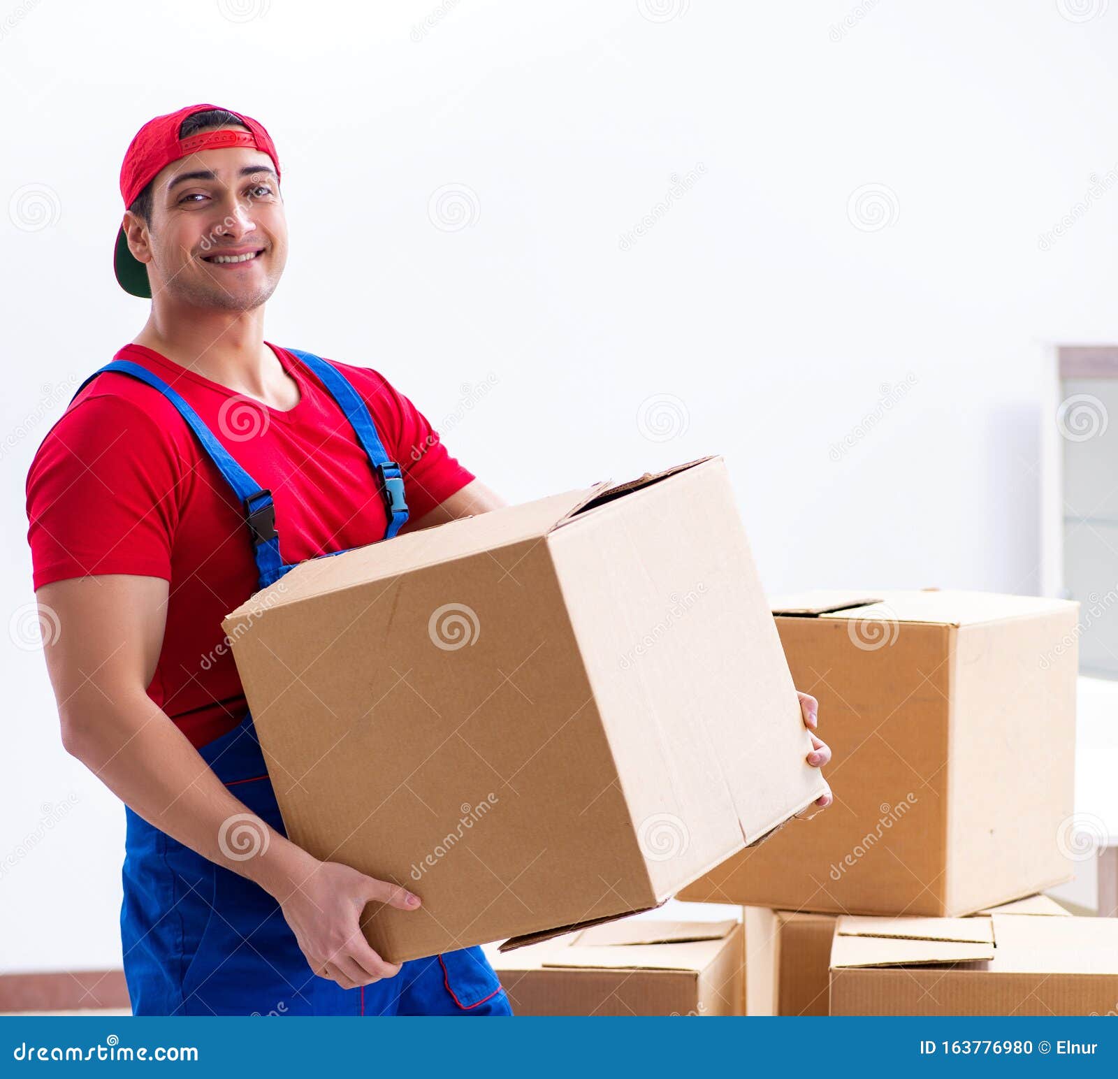 Contractor Worker Moving Boxes during Office Move Stock Photo - Image ...