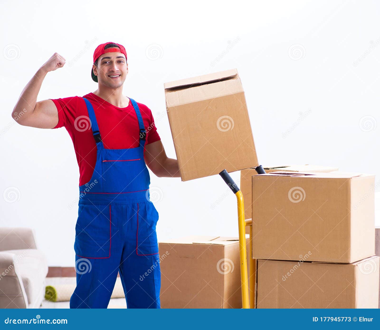 Contractor Worker Moving Boxes during Office Move Stock Image - Image ...