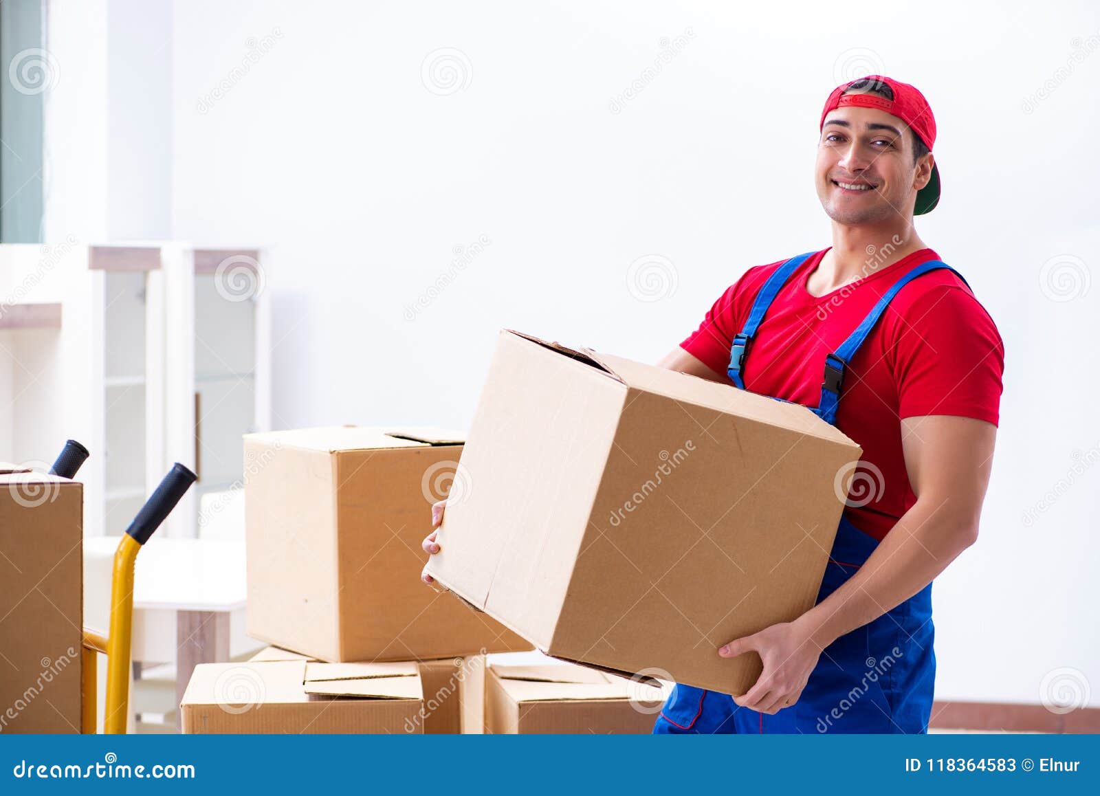 The Contractor Worker Moving Boxes during Office Move Stock Image ...