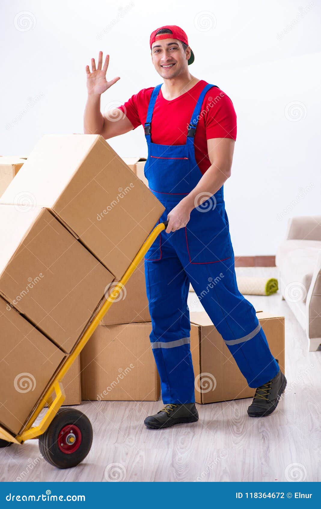 The Contractor Worker Moving Boxes during Office Move Stock Photo ...
