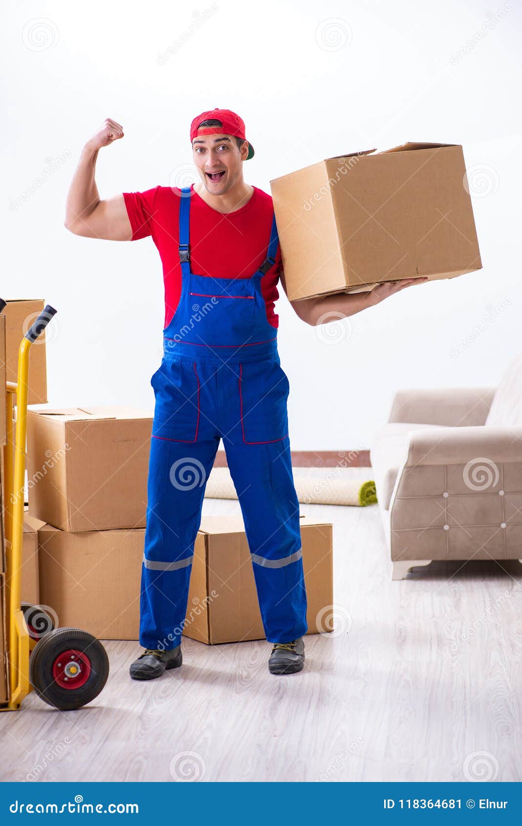 The Contractor Worker Moving Boxes during Office Move Stock Image ...