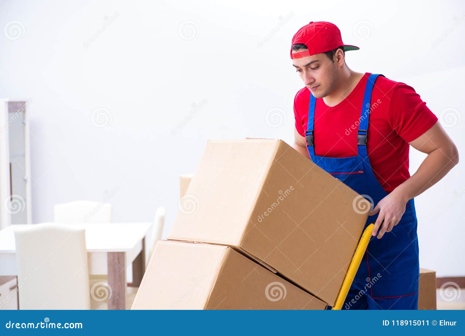 The Contractor Worker Moving Boxes during Office Move Stock Image ...