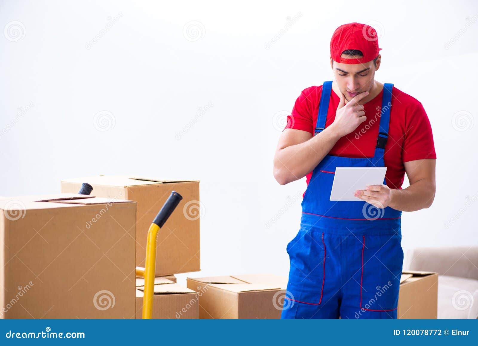 The Contractor Worker Moving Boxes during Office Move Stock Photo ...