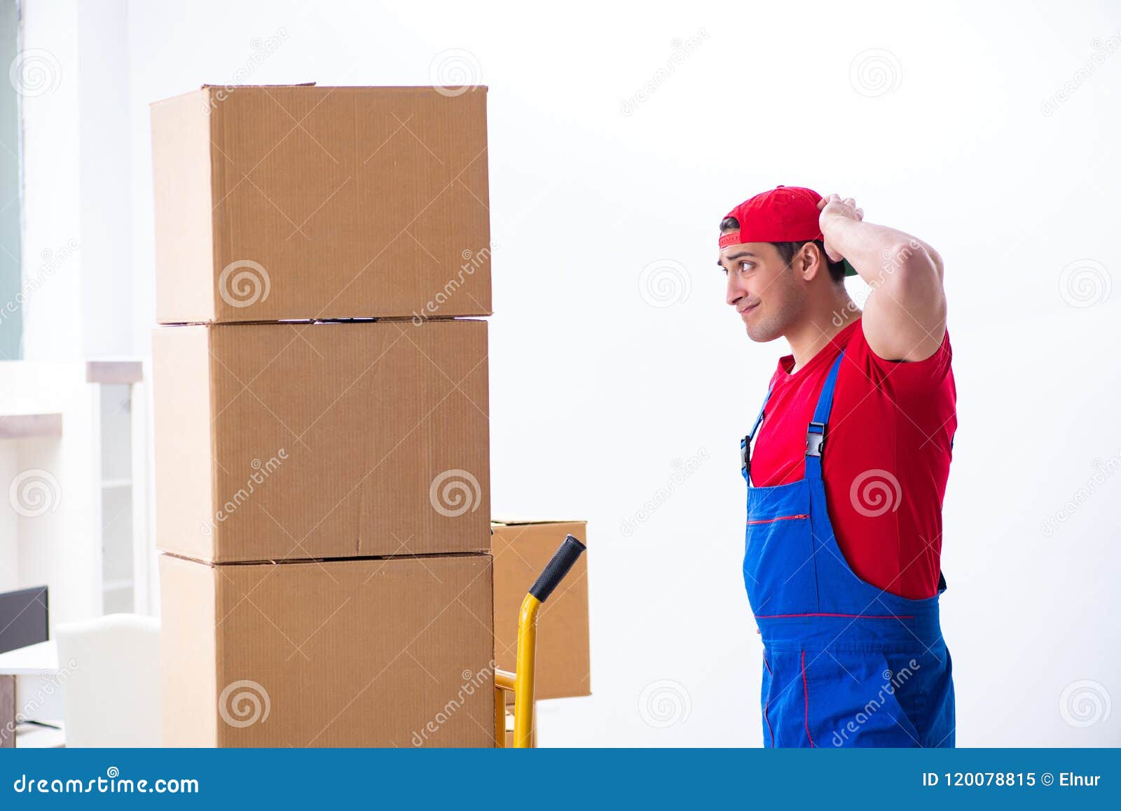 The Contractor Worker Moving Boxes during Office Move Stock Image ...