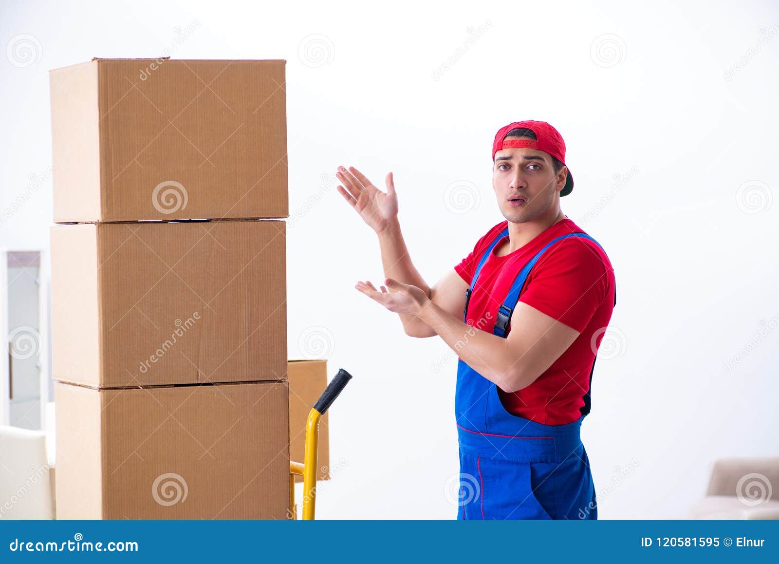 The Contractor Worker Moving Boxes during Office Move Stock Image ...