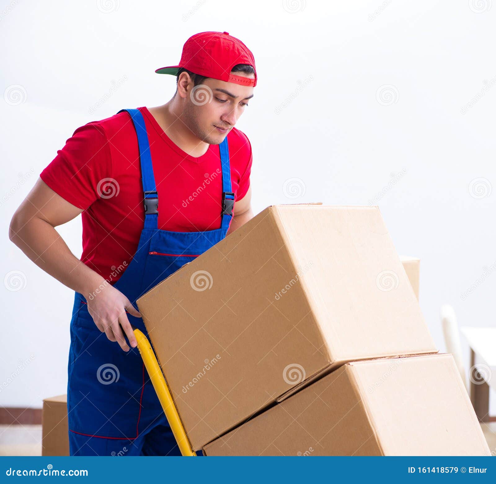 Contractor Worker Moving Boxes during Office Move Stock Image - Image ...