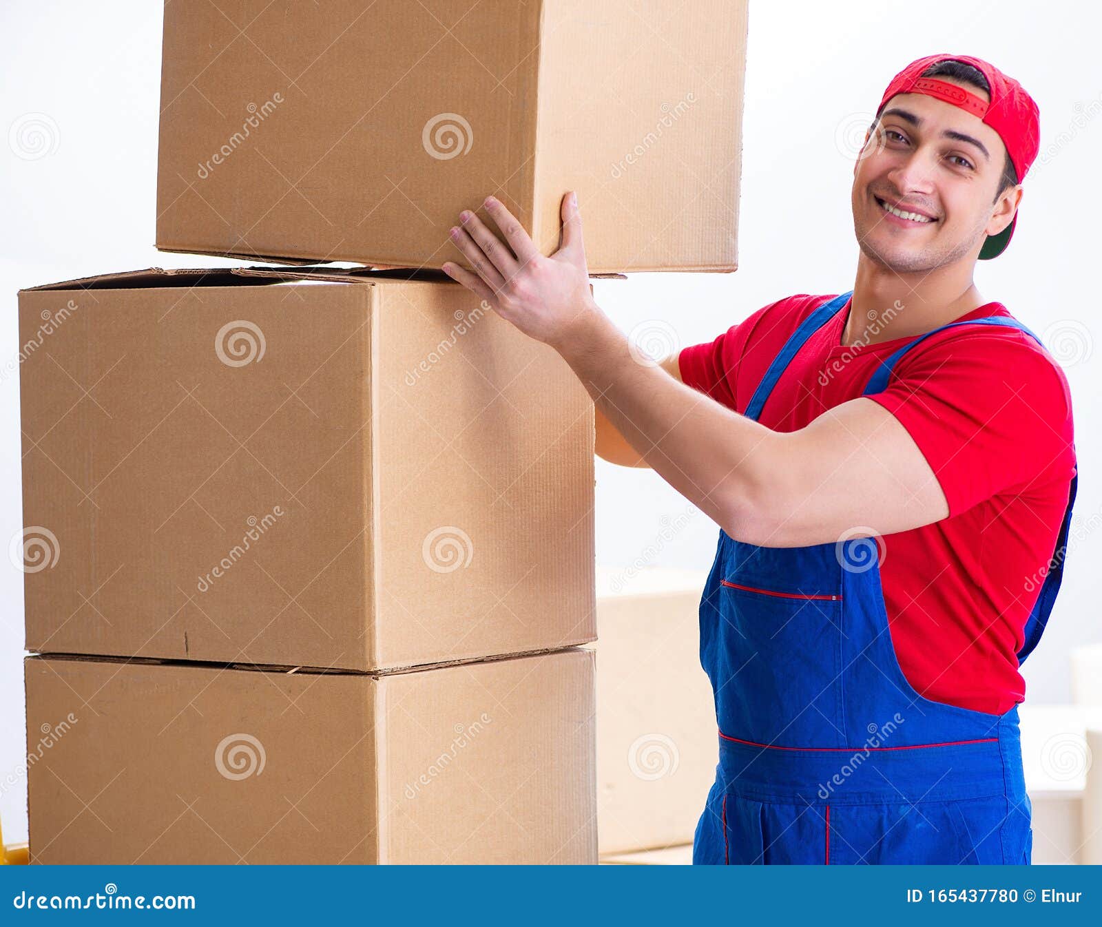 Contractor Worker Moving Boxes during Office Move Stock Photo - Image ...