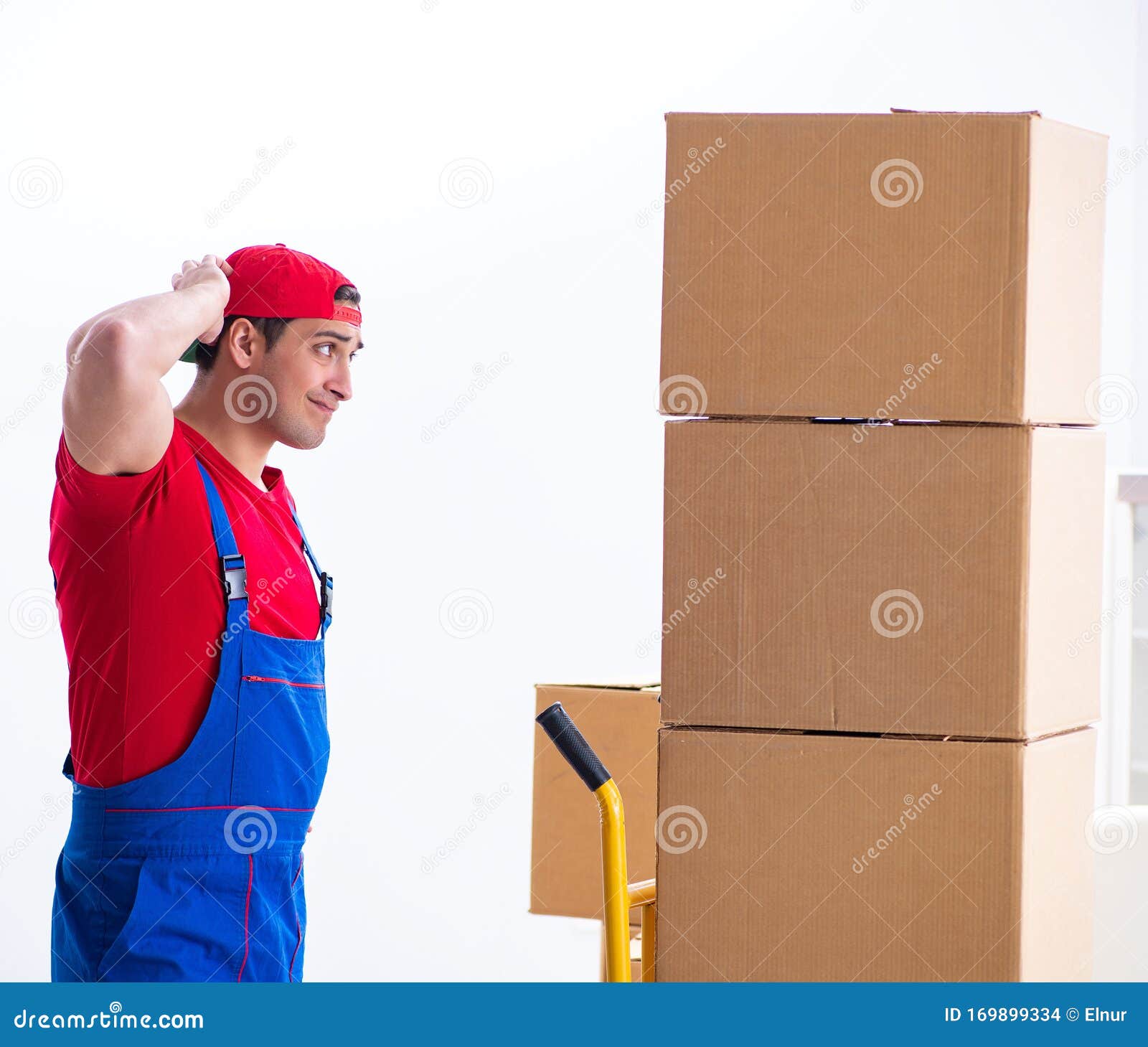 Contractor Worker Moving Boxes during Office Move Stock Photo - Image ...