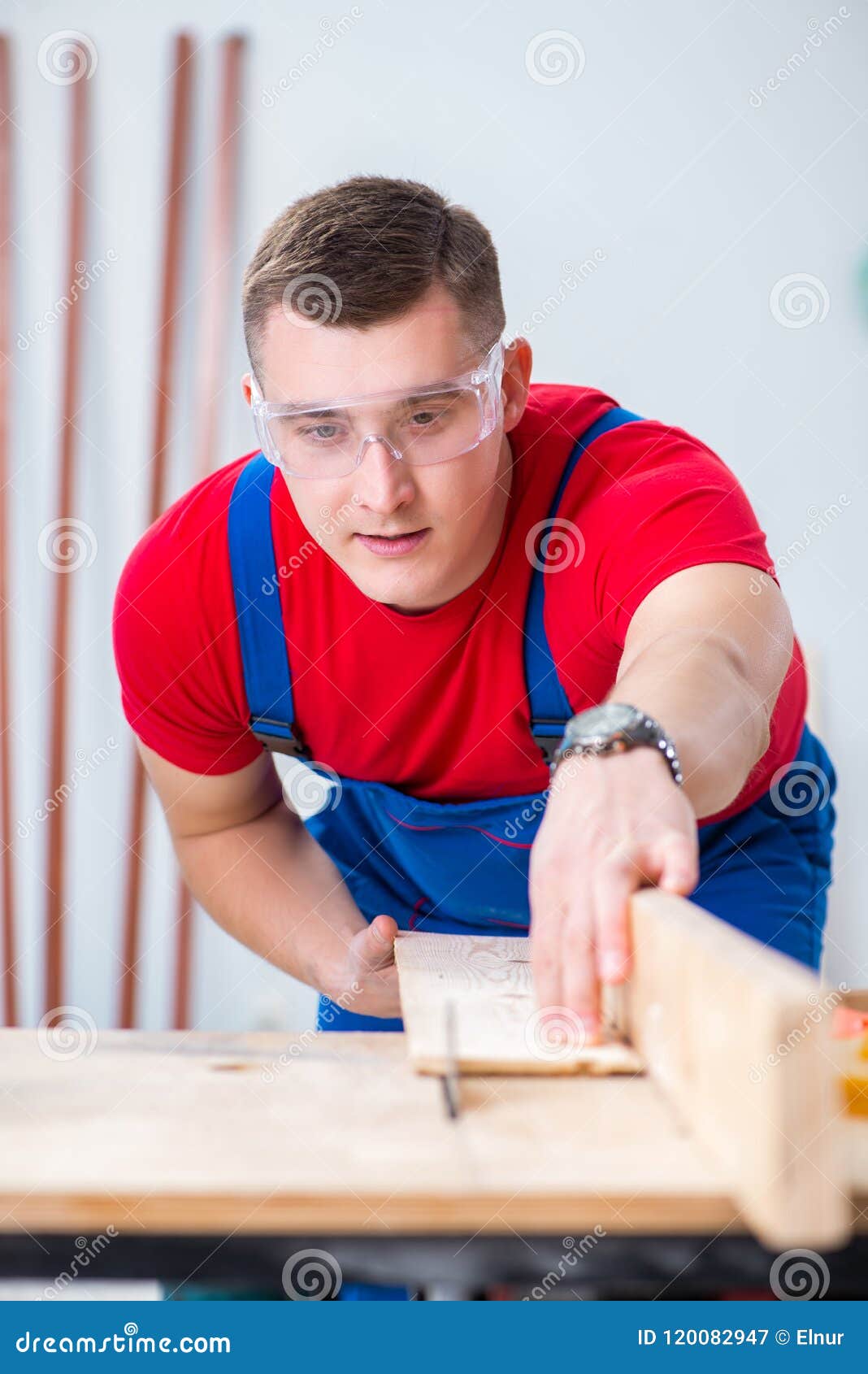 The Contractor Working in the Workshop Stock Image - Image of carpentry ...