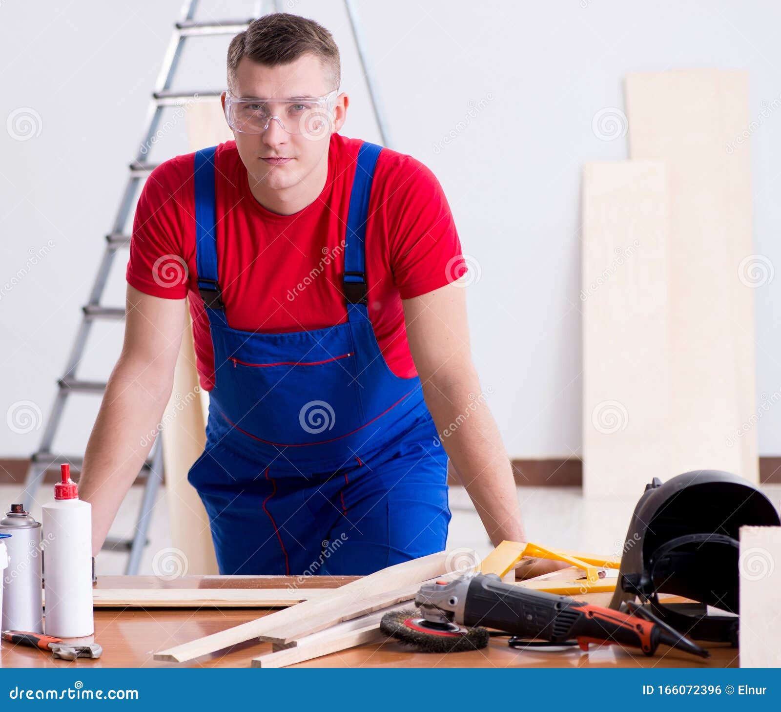 Contractor Working in the Workshop Stock Photo - Image of home ...
