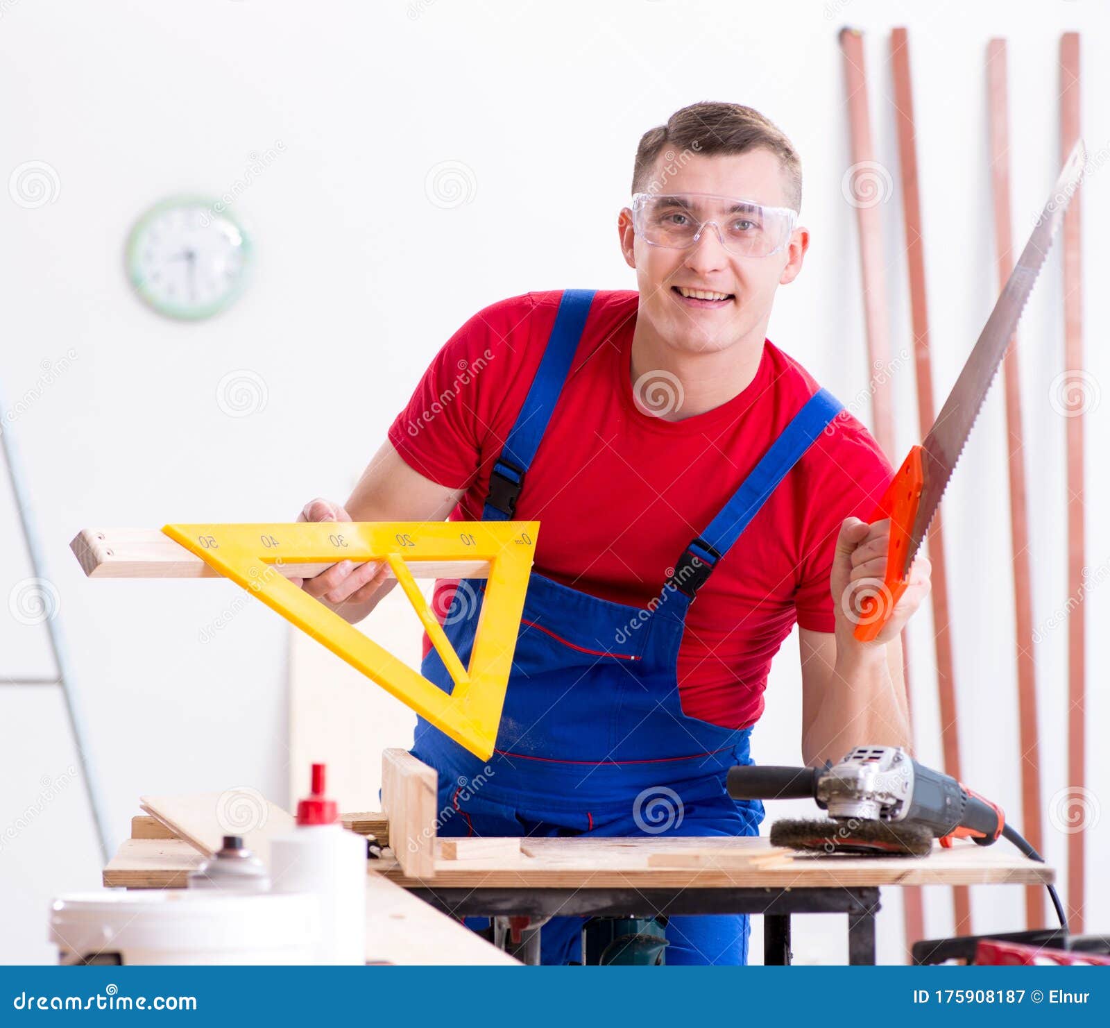 Contractor Working in the Workshop Stock Image - Image of repairing ...