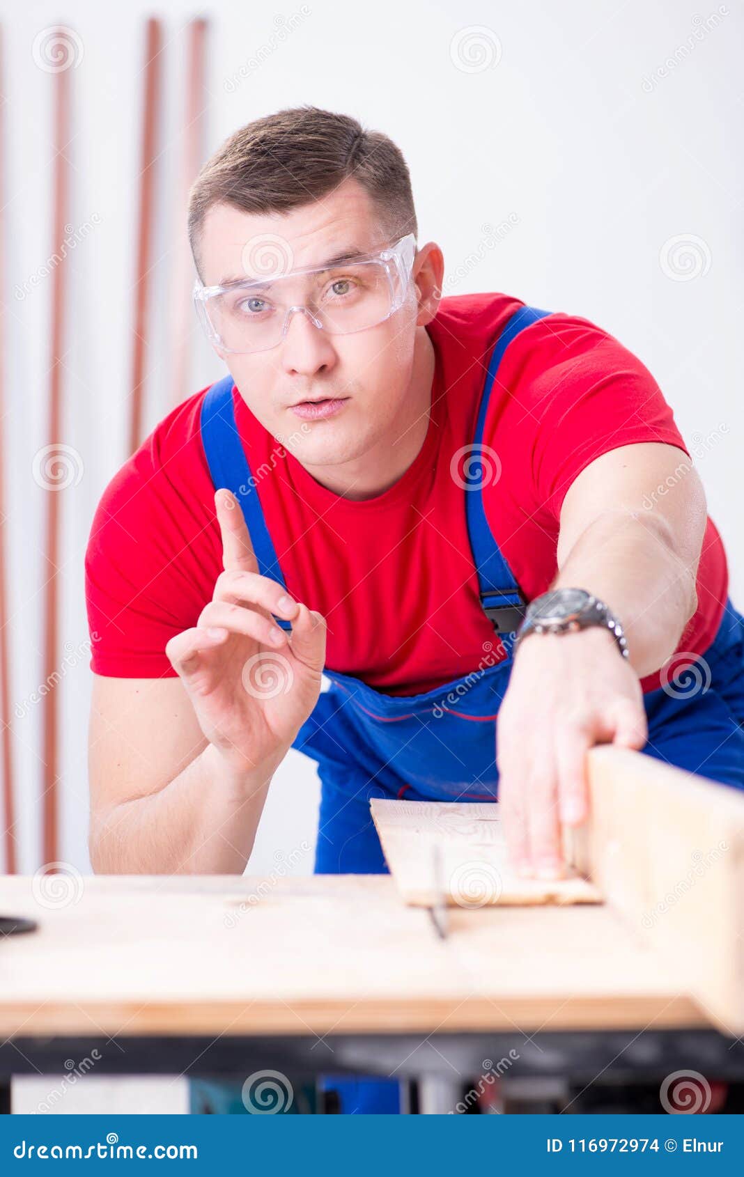 The Contractor Working in the Workshop Stock Photo - Image of handyman ...