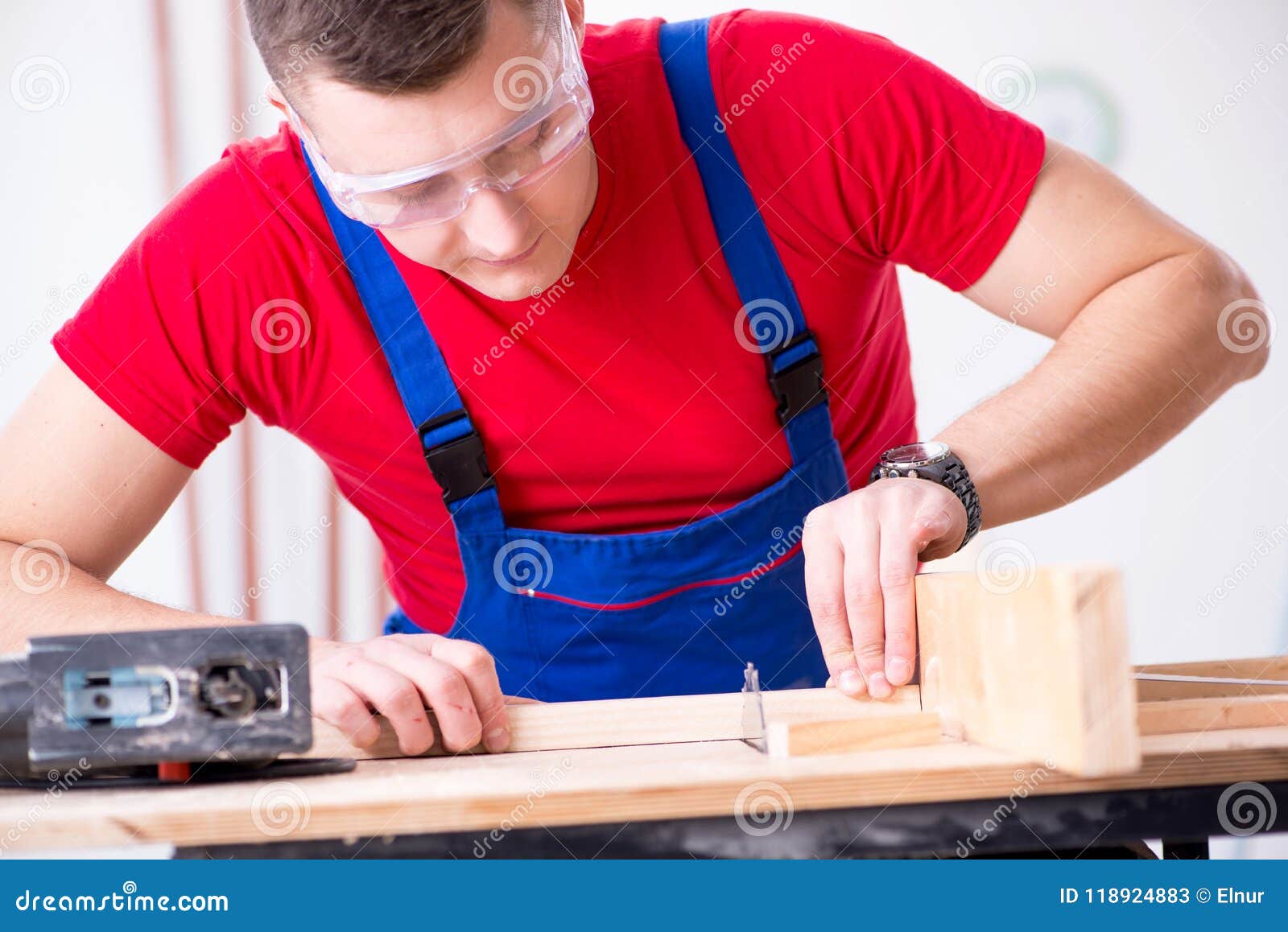 The Contractor Working in the Workshop Stock Image - Image of builder ...