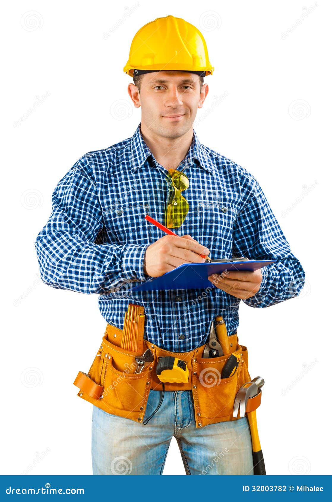 Contractor Writing in Clipboard Stock Photo - Image of carpenter ...