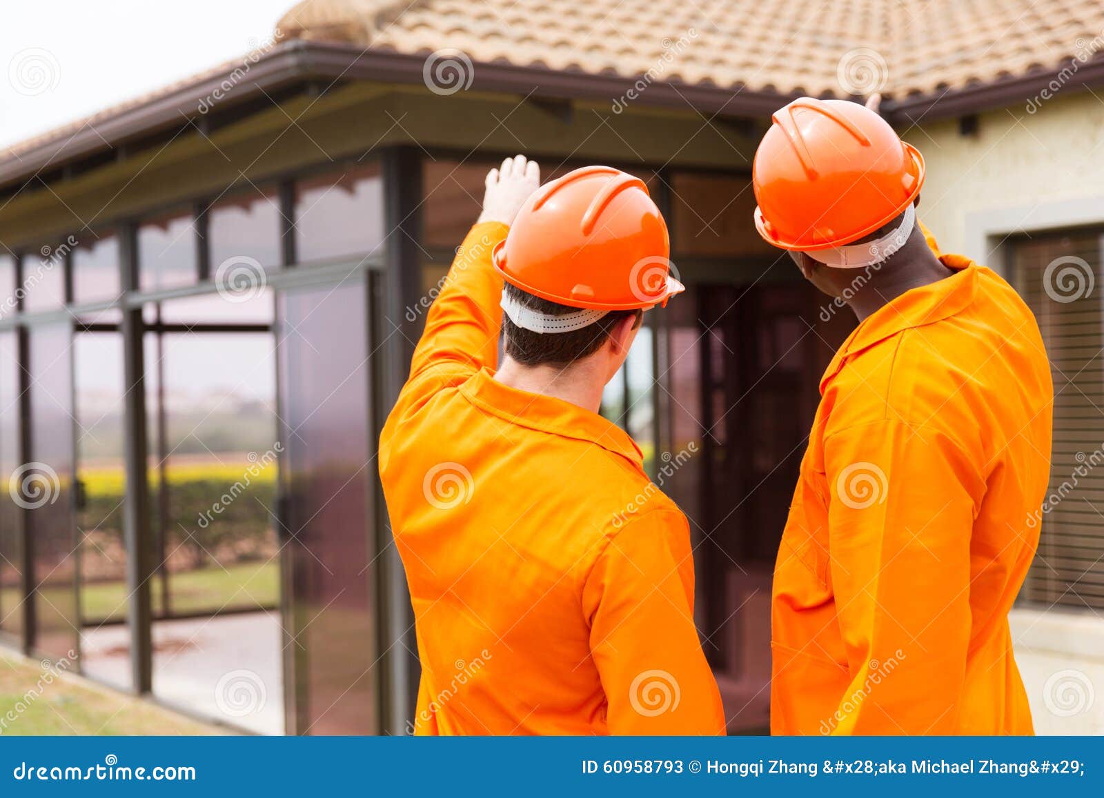 Contractors Pointing at House Stock Image - Image of handyman ...