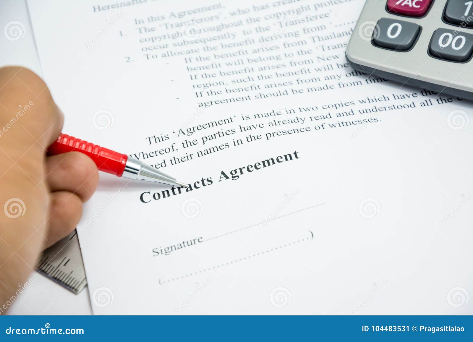 Contracts Agreement Sign on Document Paper Stock Image - Image of ...