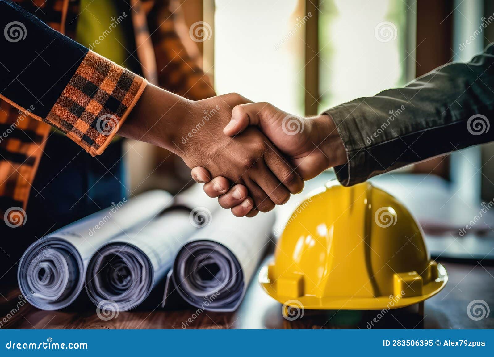 Contractual Agreement: Handshake Signifying Construction Collaboration ... Contractual Agreement: Handshake Signifying Construction Collaboration ...