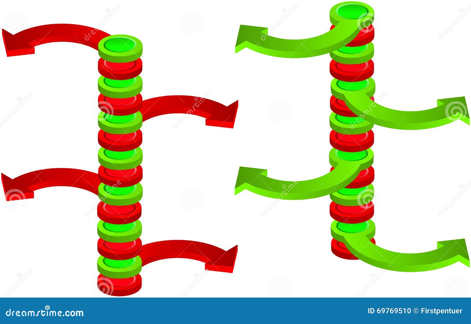 Contradictory Green and Red Spatial Vertical Arrows Stock Illustration ...