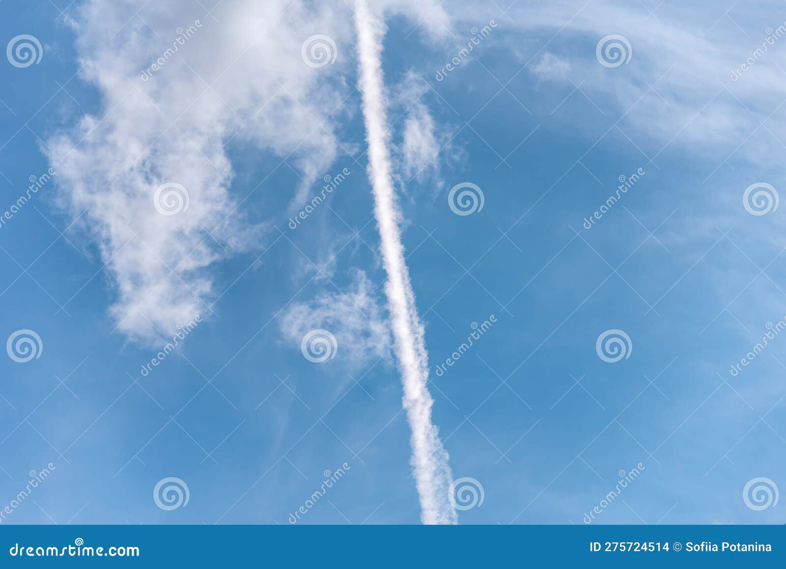 Contrail of a Rocket Launch in the Blue Sky in Ukraine Stock Photo ...