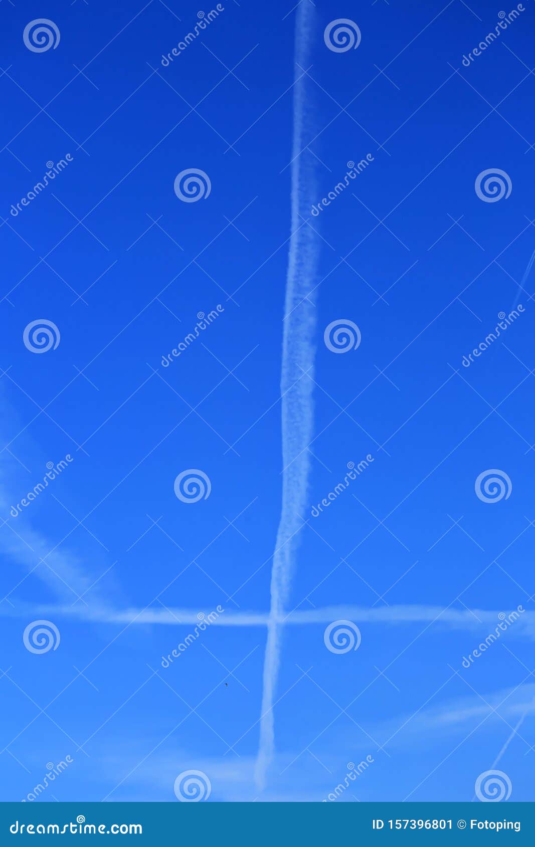 Contrails in the sky stock image. Image of clouds, climate - 157396801