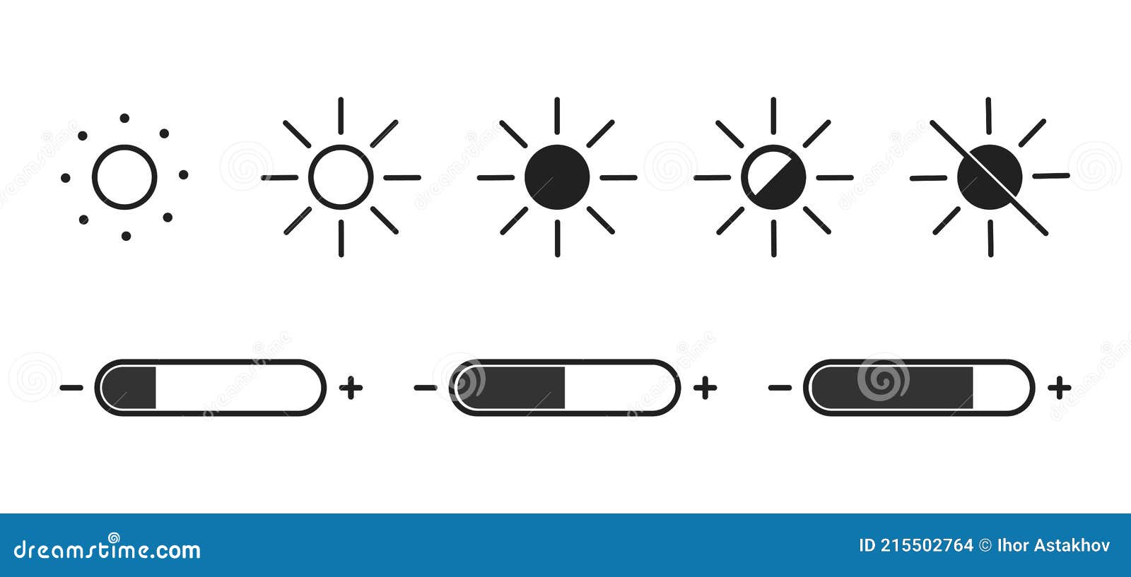 Contrast Adjustment on Screen . . Set of Brightness Control Icon ...