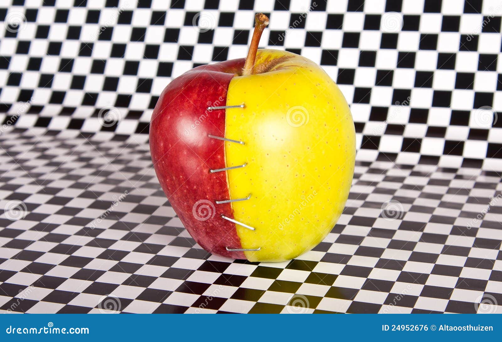 Contrast Apple with Two Diffirent Halves Stock Photo - Image of black ...