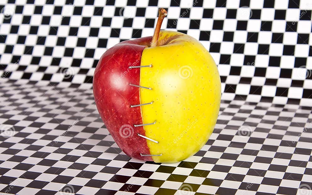 Contrast Apple with Two Diffirent Halves Stock Photo - Image of black ...