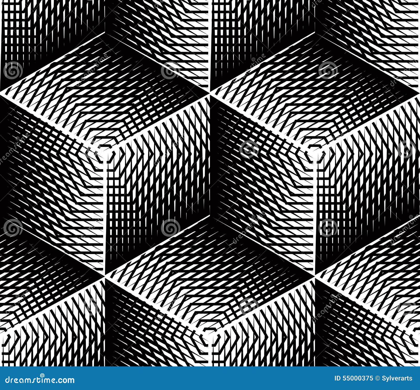Contrast Black and White Symmetric Seamless Pattern with Interweave ...