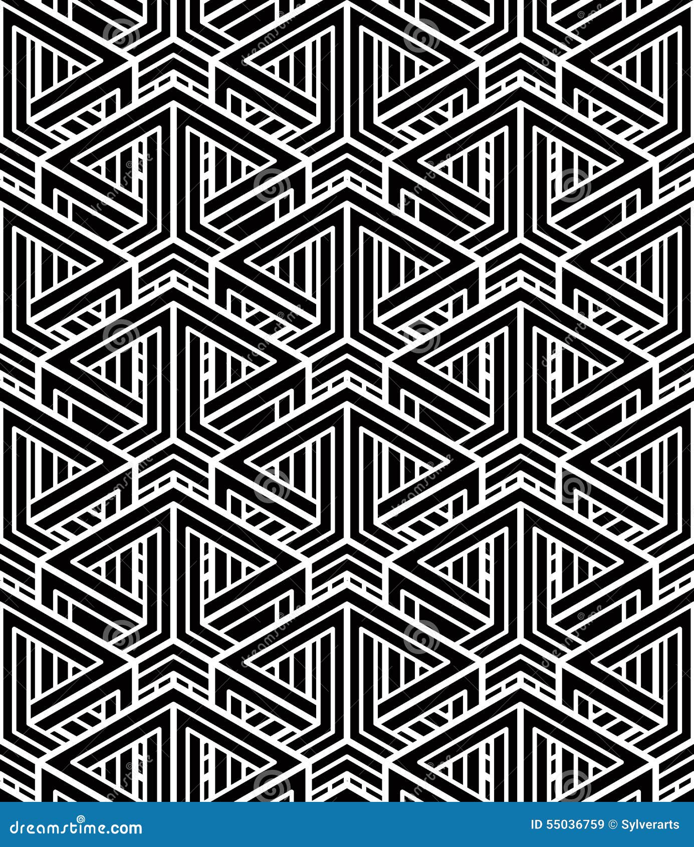 Contrast Black and White Symmetric Seamless Pattern with Interweave ...