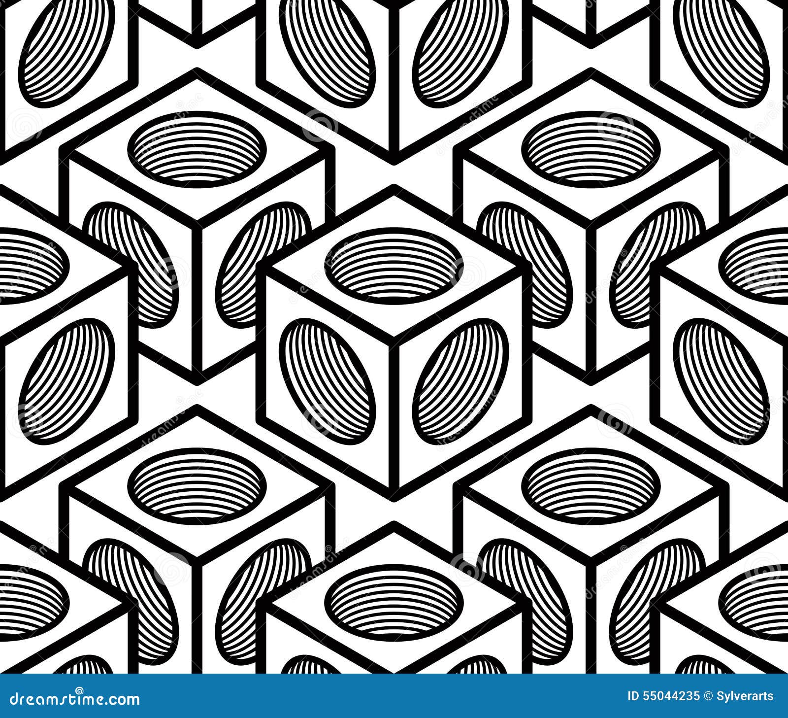 Contrast Black and White Symmetric Seamless Pattern with Interweave ...