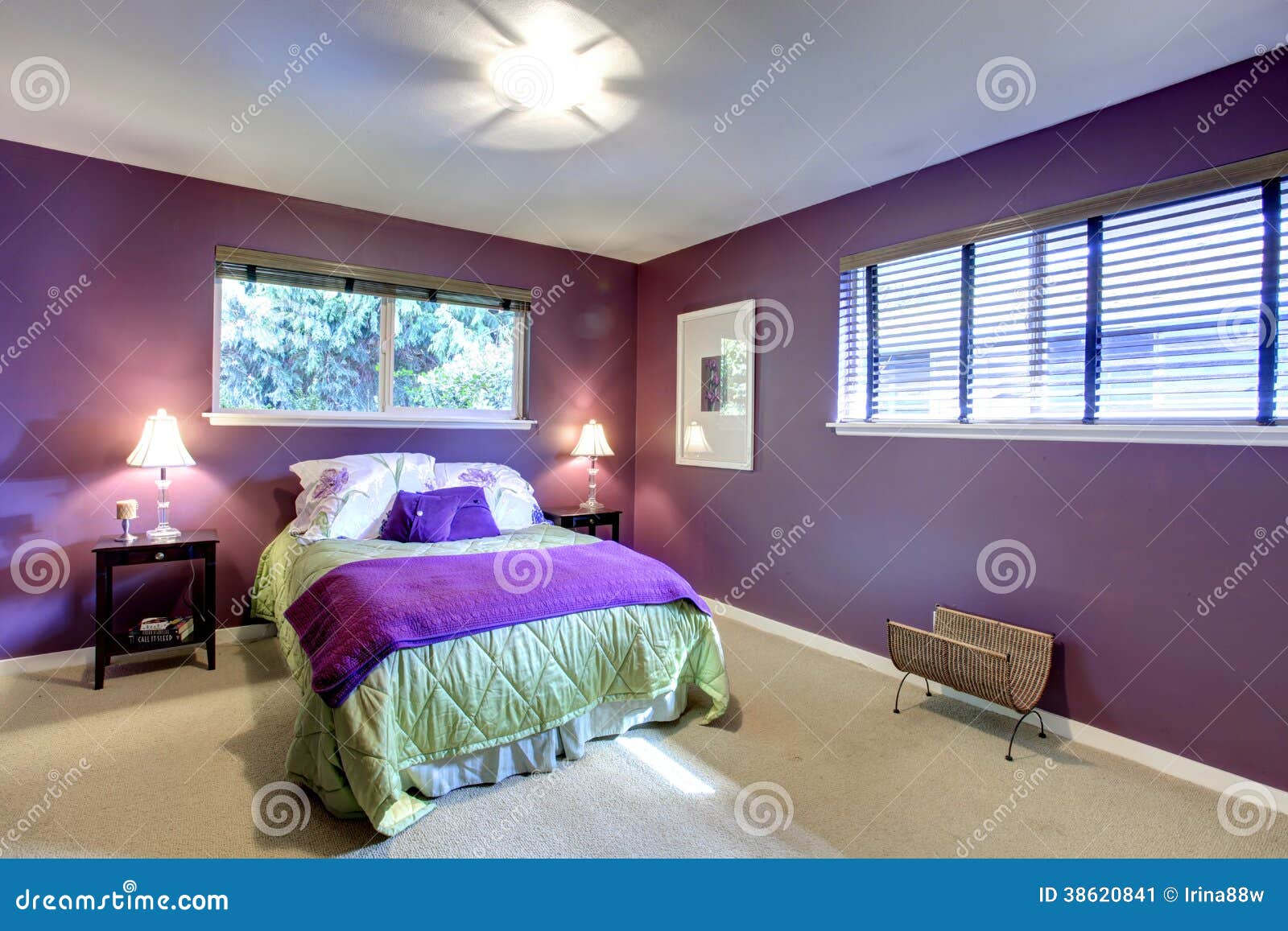 Contrast Color Beautiful Bedroom Stock Image - Image of bedroom ...