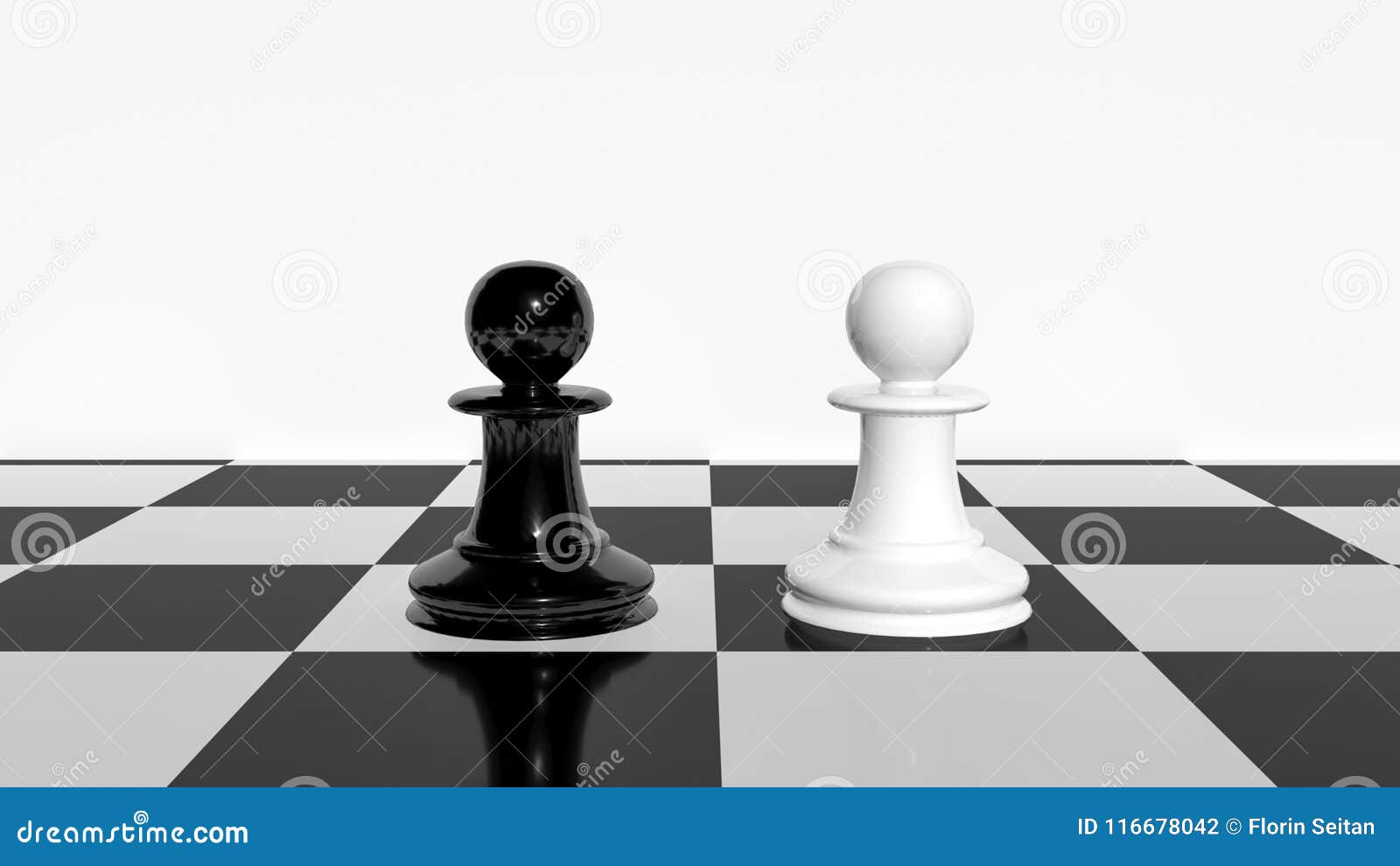 Contrast Concept Using White and Black Chess Pawns 3d Rendering Stock ...
