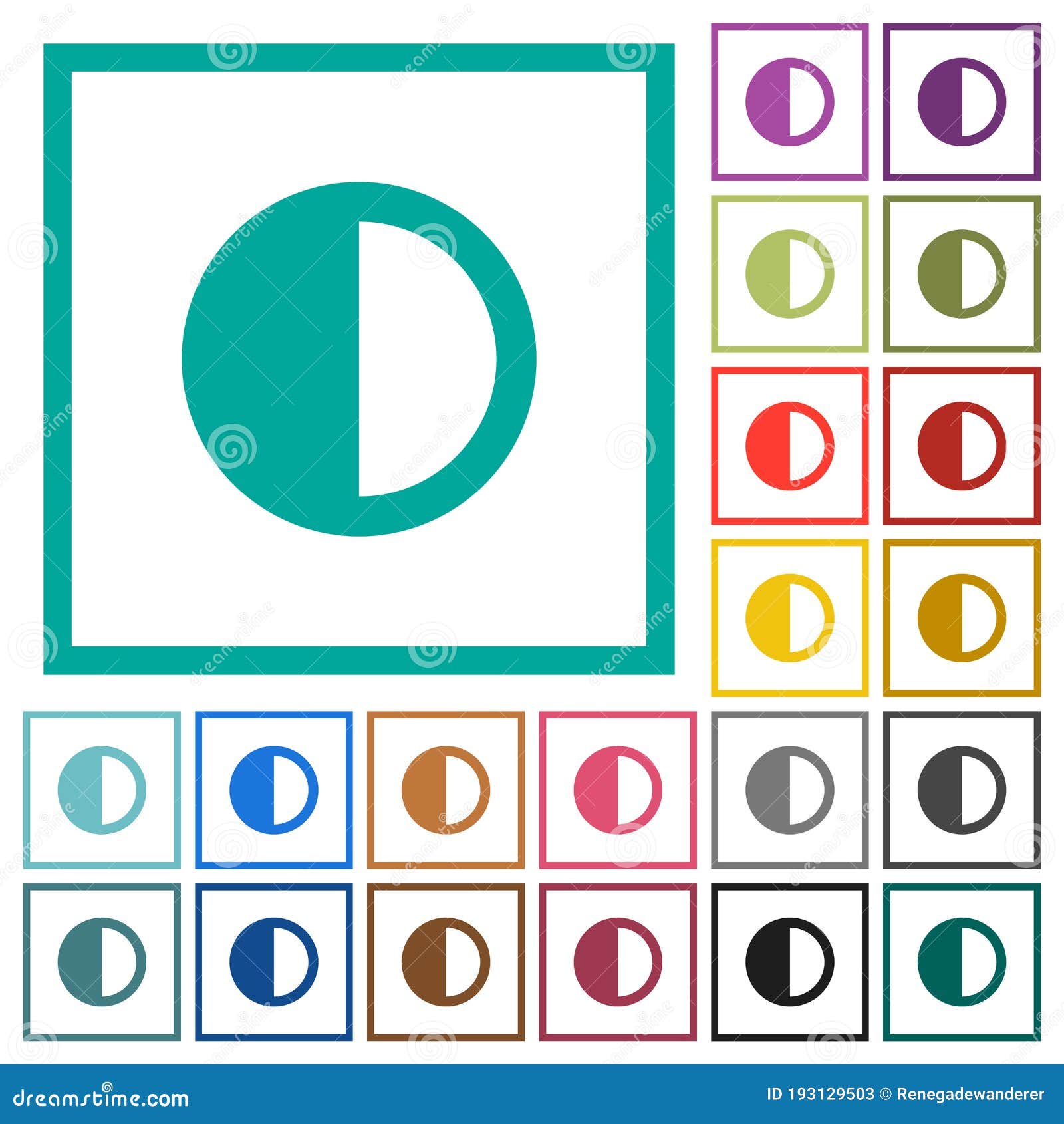 Contrast Control Engraved Icons On Edged Square Buttons Cartoon Vector ...