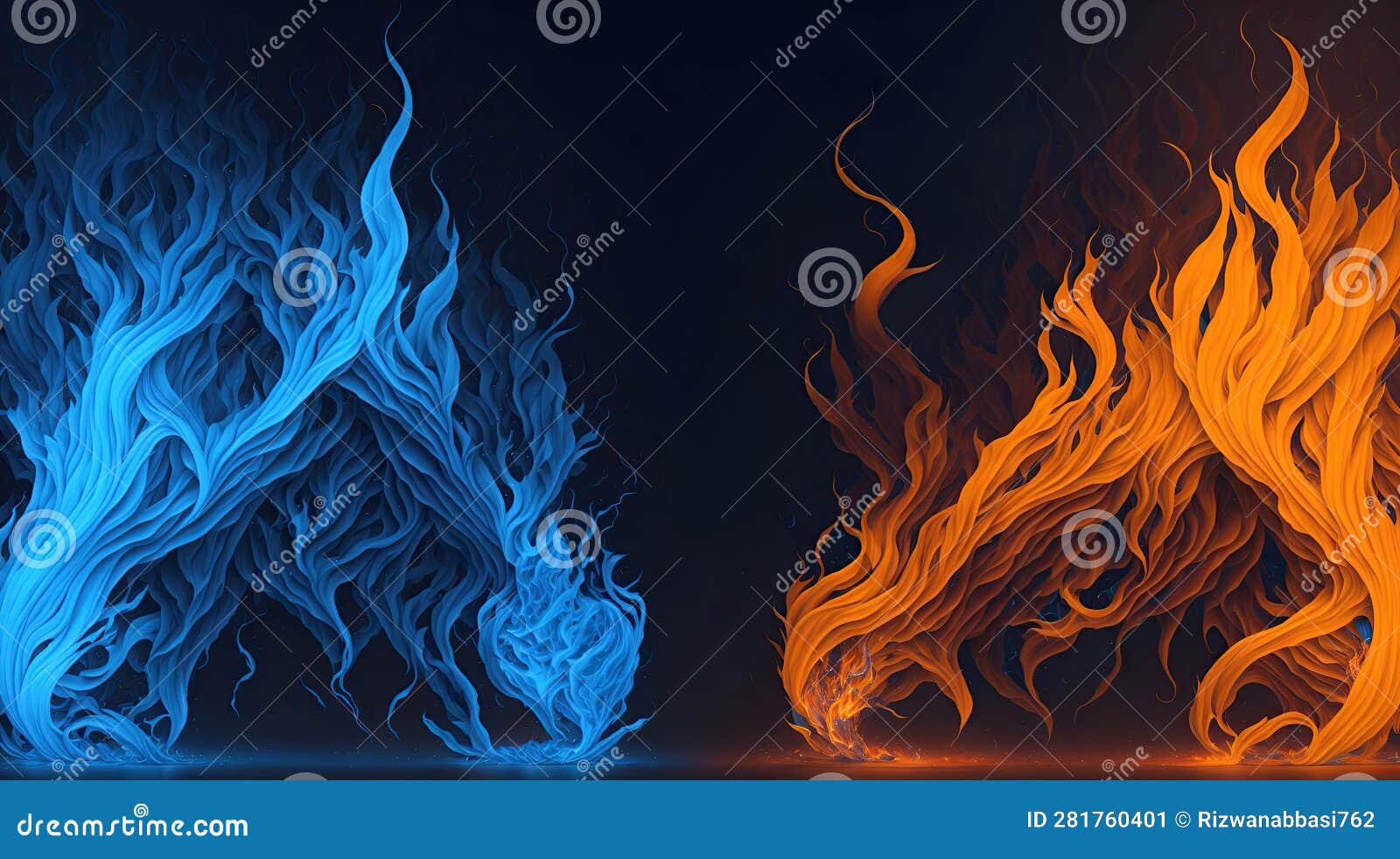 The Contrast between Fire and Ice Desktop Background Stock Illustration ...