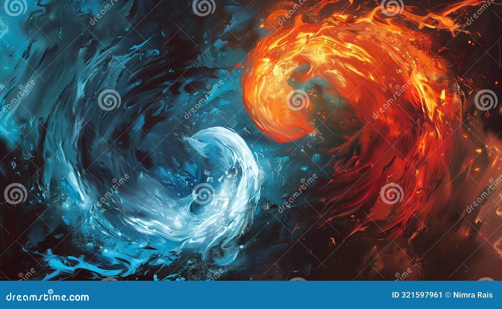 The Contrast between Fire and Ice Fiery and Icy Glowing Double Spiral ...