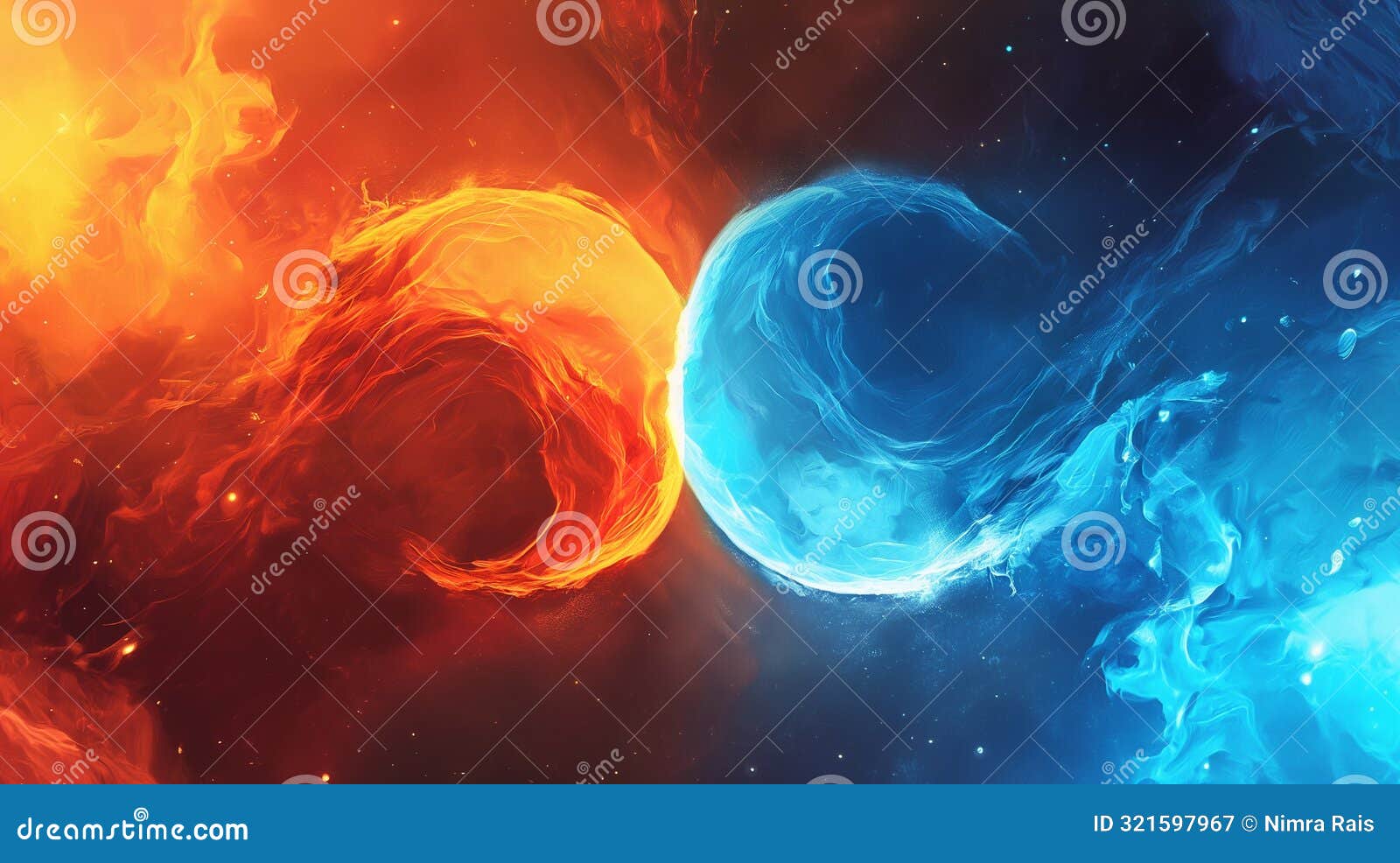 The Contrast between Fire and Ice Fiery and Icy Glowing Double Spiral ...