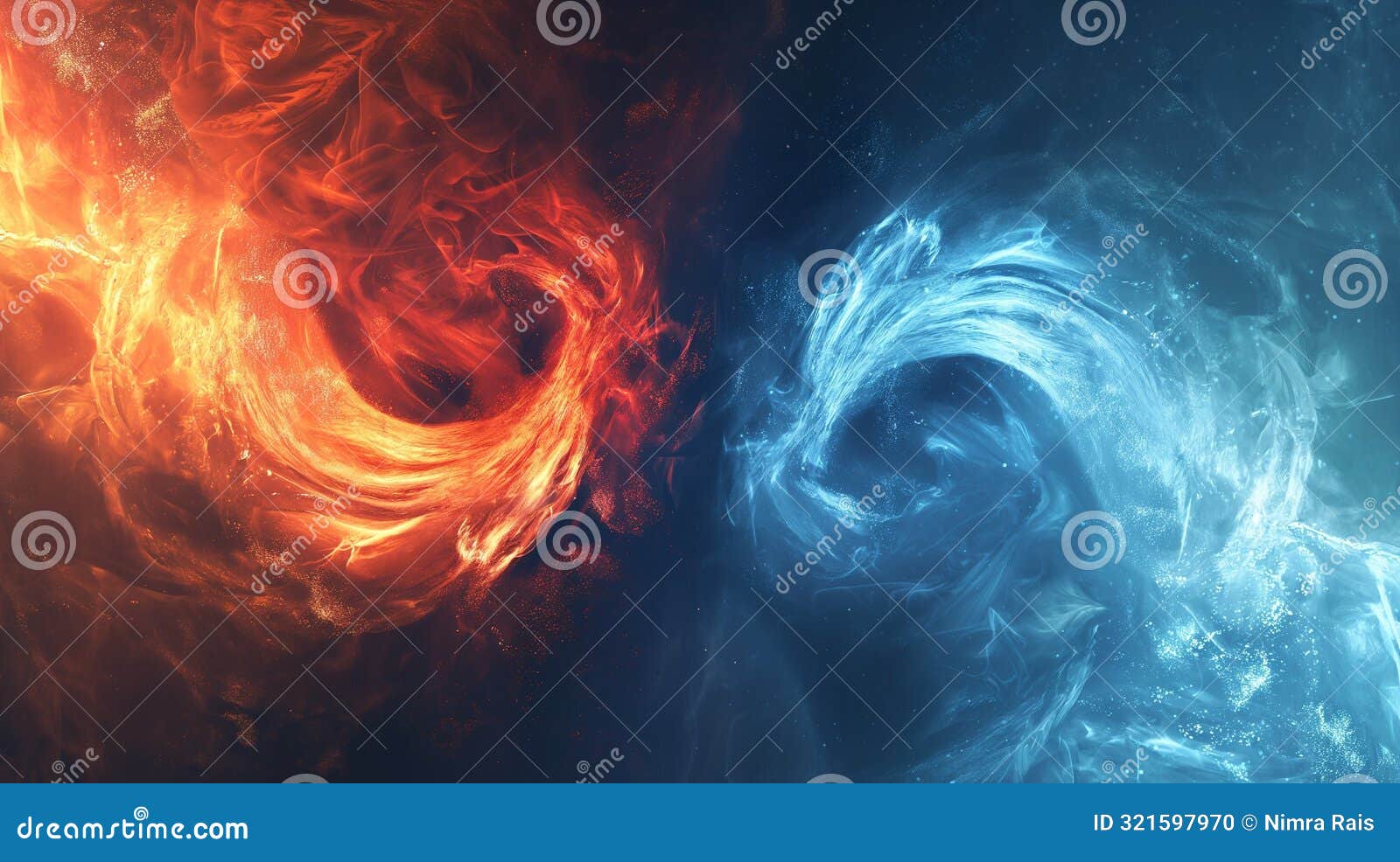 The Contrast between Fire and Ice Fiery and Icy Glowing Double Spiral ...