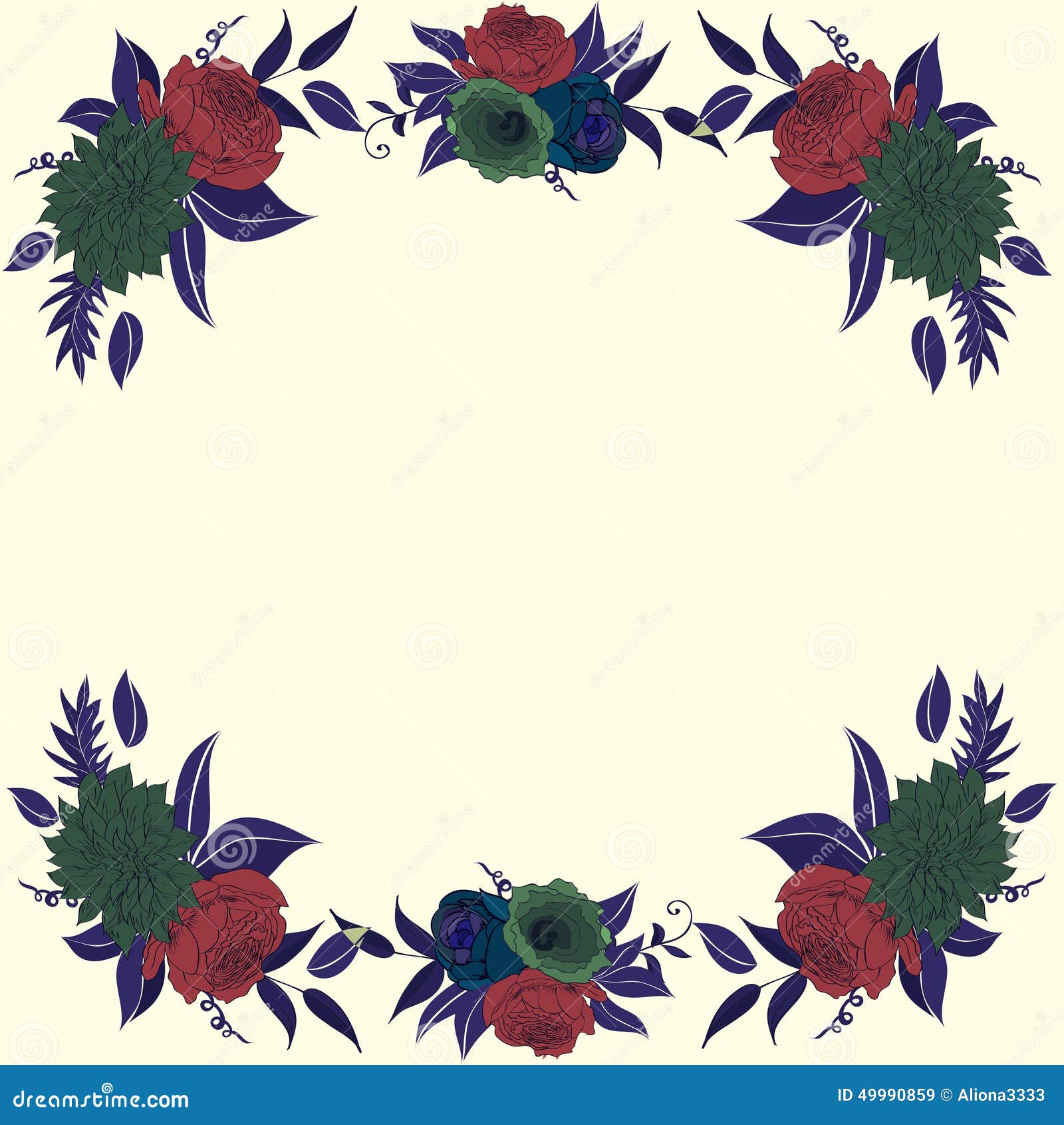 Contrast Frame with Flower Compositions Stock Vector - Illustration of ...